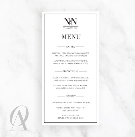 SMDC01 SKINNY MENU DIGITAL – Ooh Aah Invitations